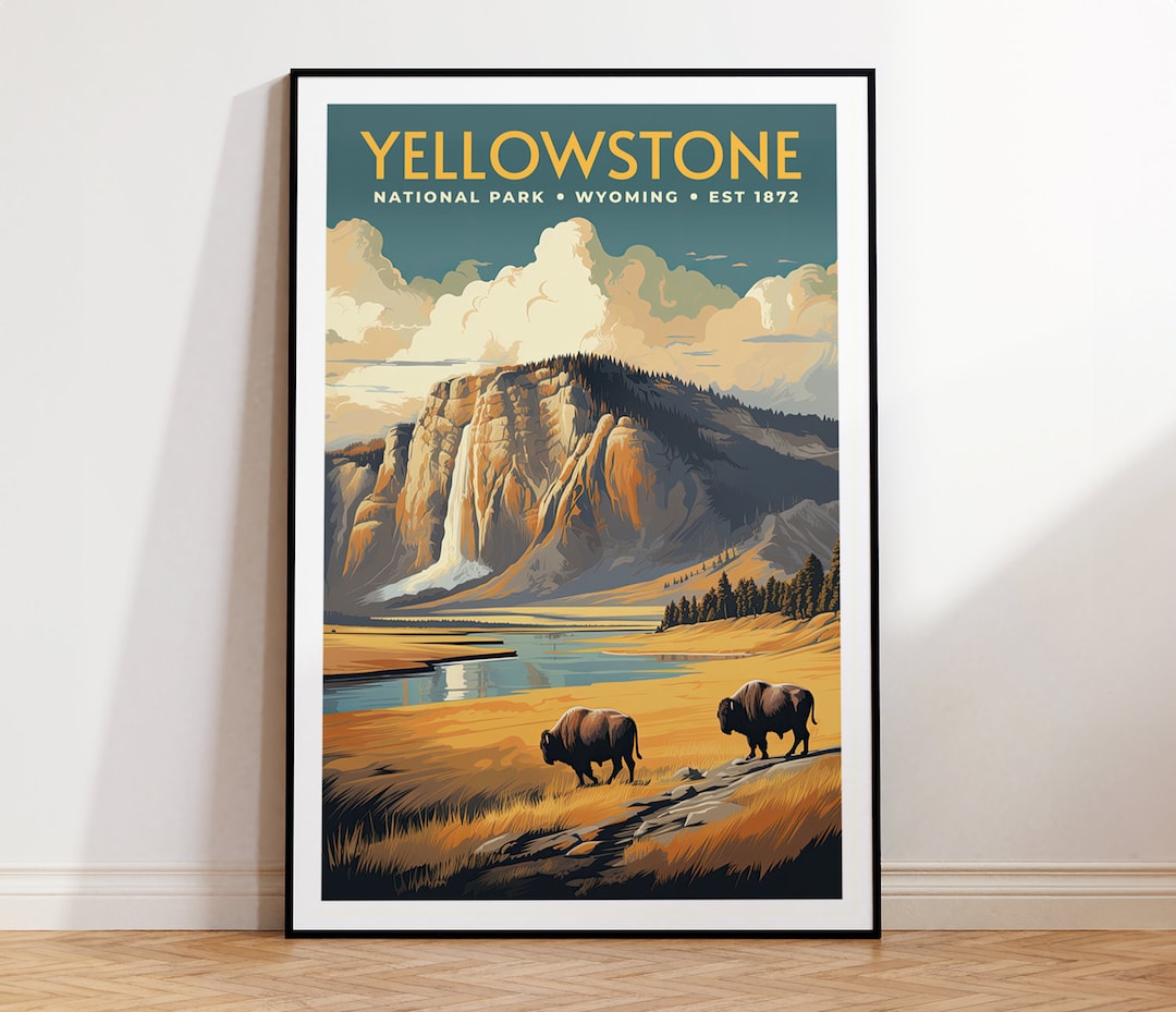 Yellowstone National Park Vintage Travel Poster, Print at Home | Wall ...