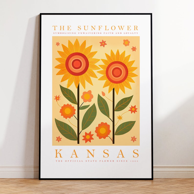 Kansas State Flower Print Sunflower Flower Prints Trendy Floral Poster ...