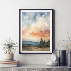 Printable Watercolor Skyscape Artwork, Skyscape, Instant Digital ...