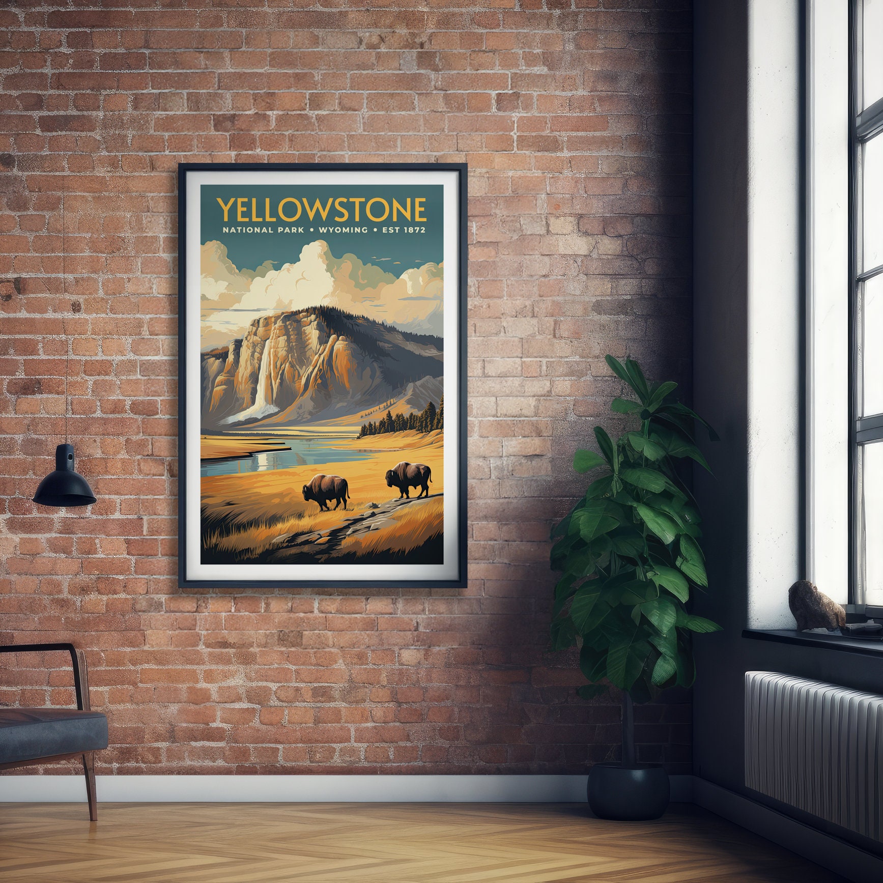 Yellowstone National Park Vintage Travel Poster, Print at Home Wall Art ...