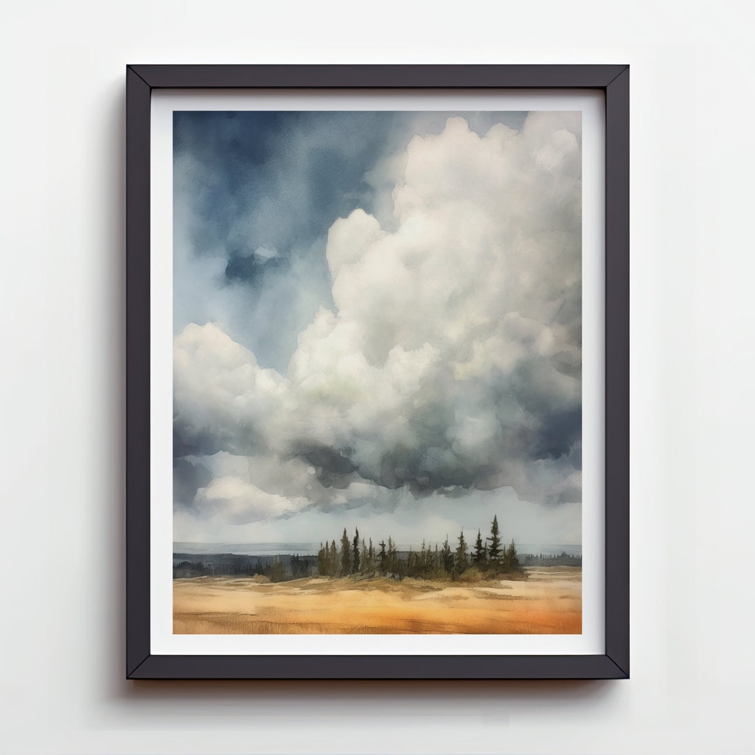Printable Watercolor Skyscape Artwork, Skyscape, Instant Digital ...