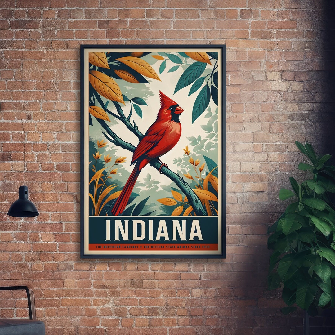 Indiana State Animal | Vintage Prints | Cardinal | Print at Home | Wall ...