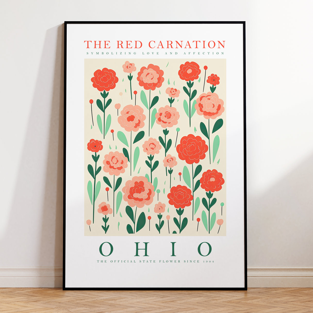Ohio State Flower Print the Red Carnation Flower Prints - Etsy