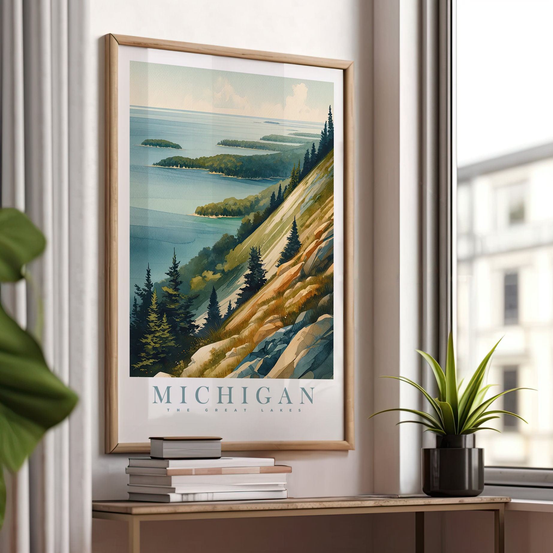 Michigan Watercolor Print | the Great Lakes | 50 US States Collection ...