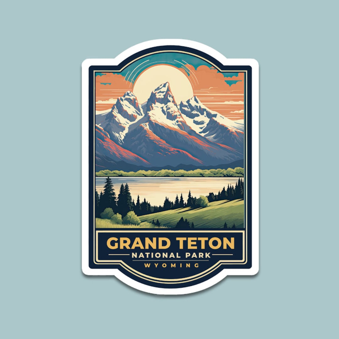 Grand Teton National Park Sticker | 3x4 Inches | Kiss-cut Vinyl Decal ...