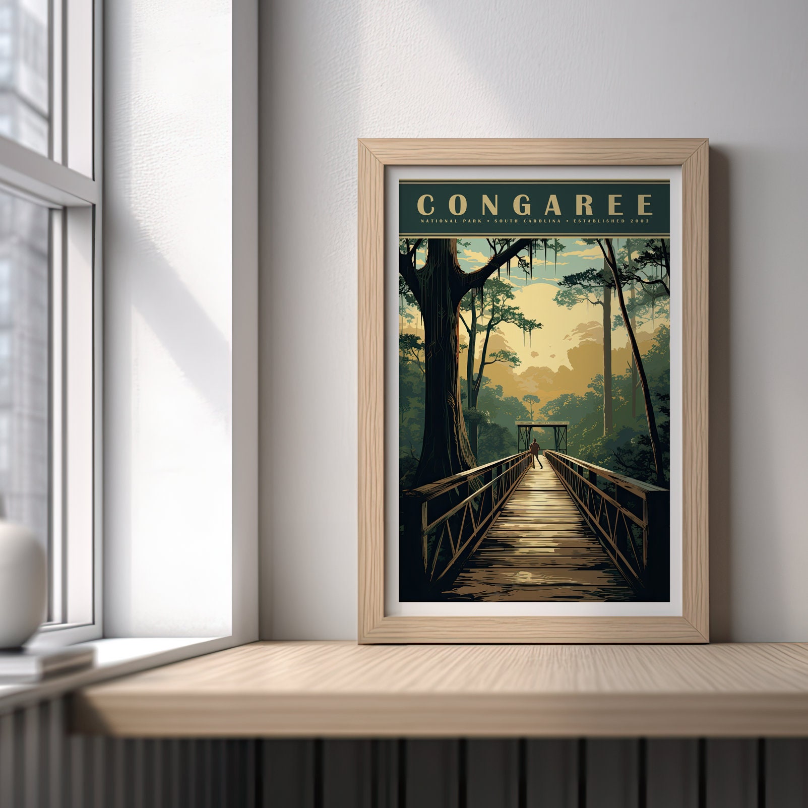 Congaree National Park Vintage Travel Poster, Print at Home Wall Art ...