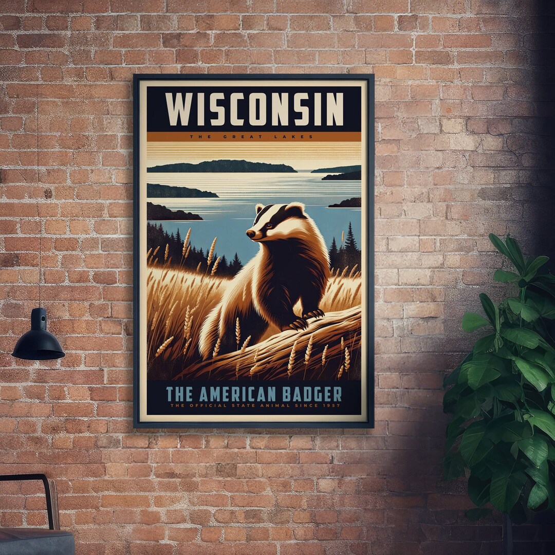 Wisconsin State Animal | Vintage Prints | American Badger | Print at ...