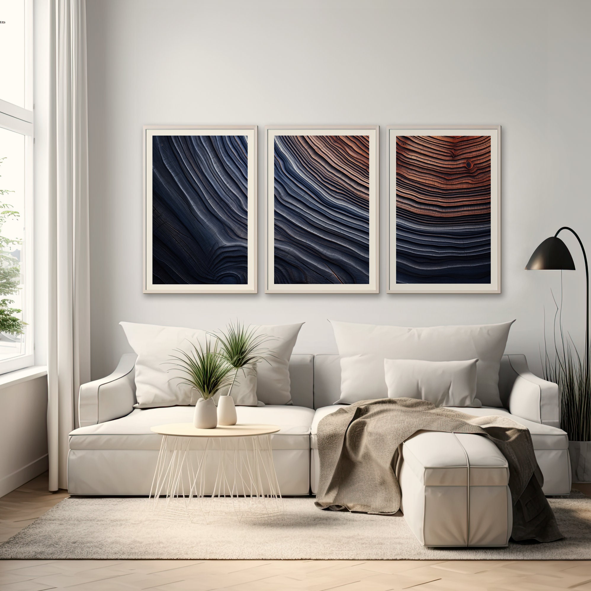Woodgrain Triptych Bundle, Set of 10, Abstract Prints, Modern Decor ...
