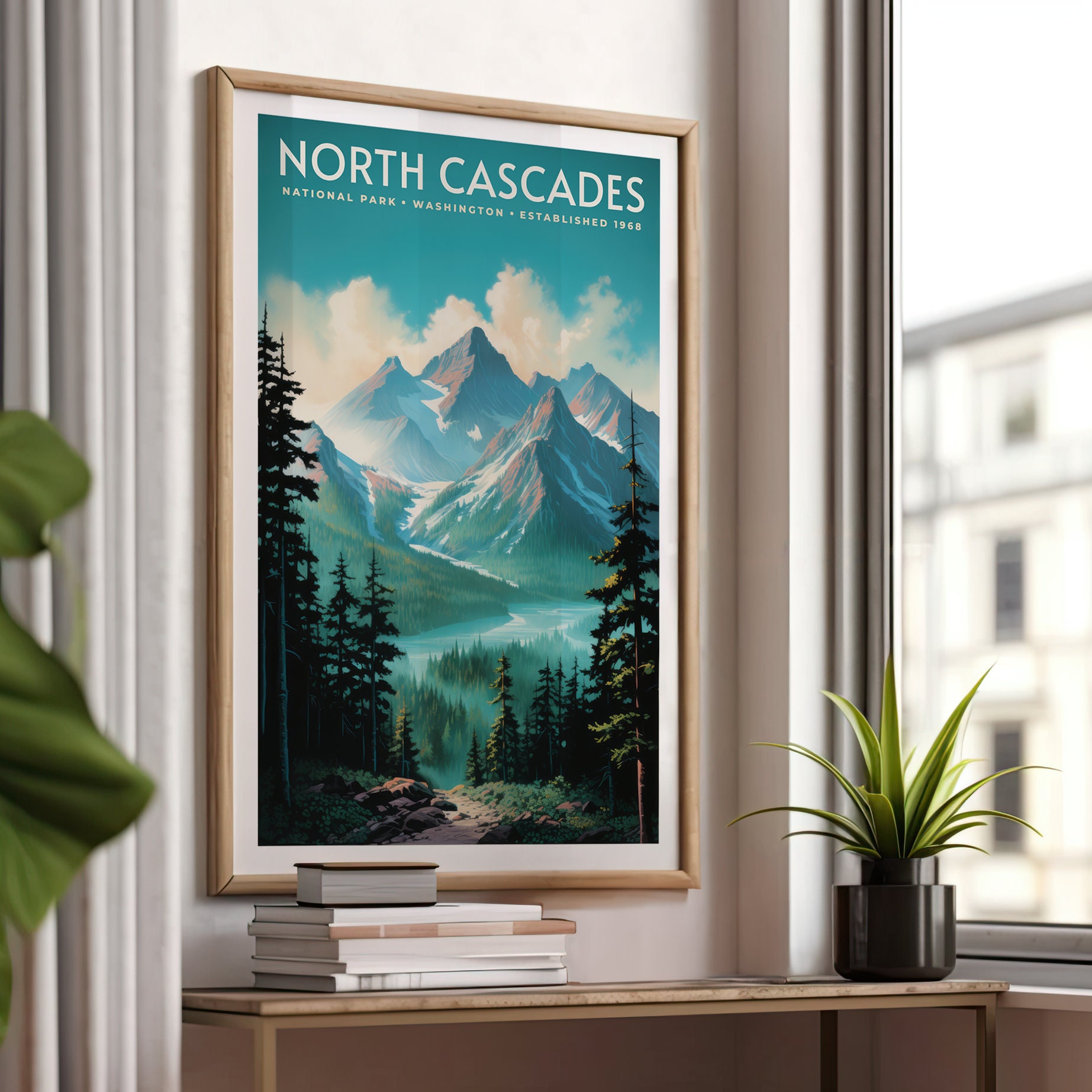North Cascades National Park Vintage Travel Poster, Print at Home Wall ...