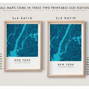 New York City Map | 10 Color Variations | City Map Prints | Instant ...