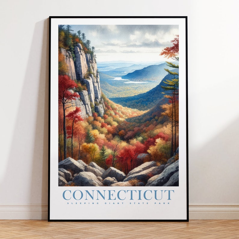Connecticut Watercolor Print Sleeping Giant 50 US States Collection ...