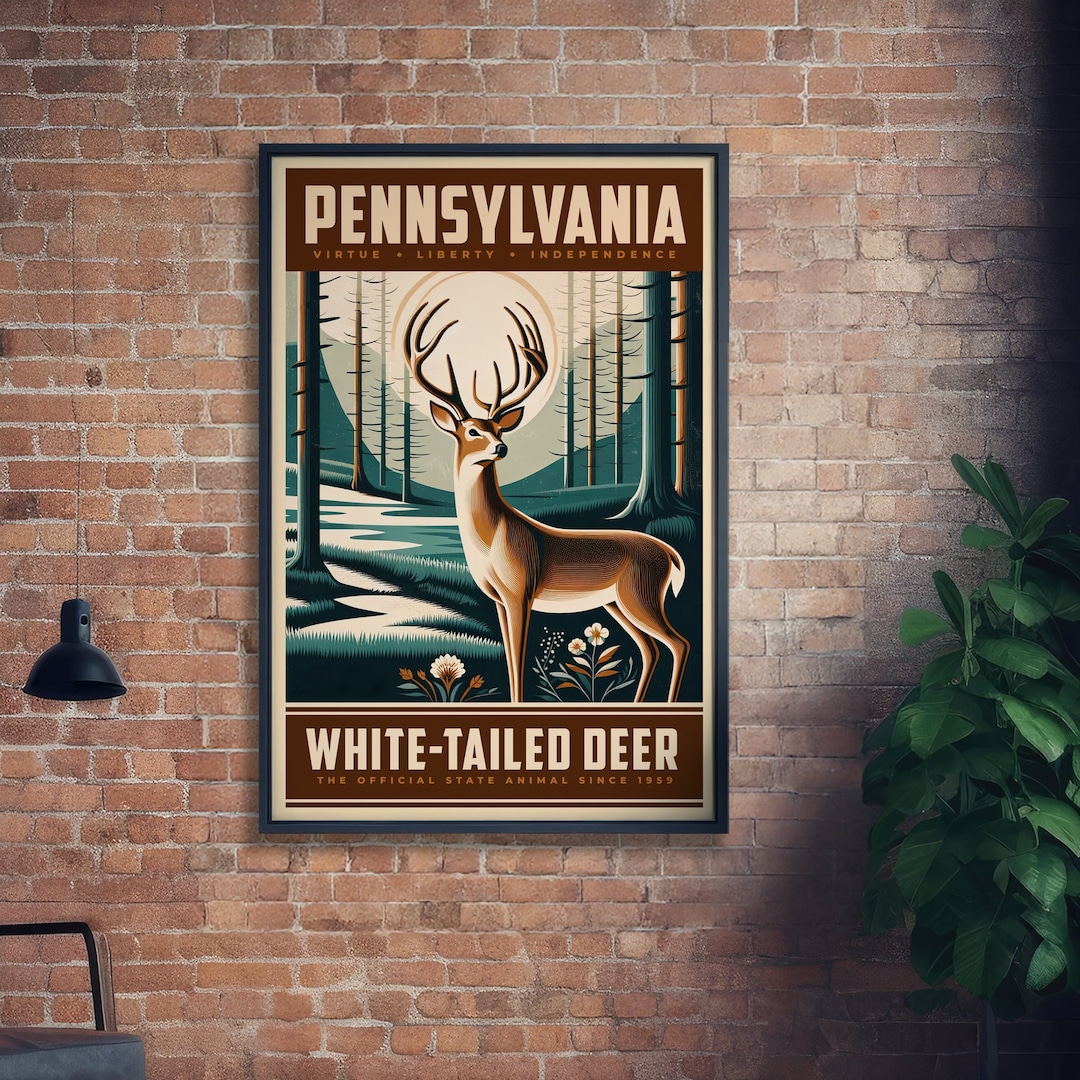 Pennsylvania State Animal | Vintage Prints | White-tailed Deer | Print ...