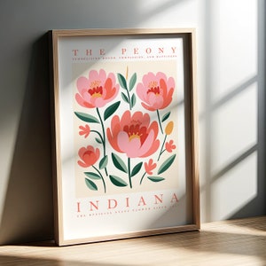Indiana State Flower Print | Peony | Flower Prints | Trendy Floral ...