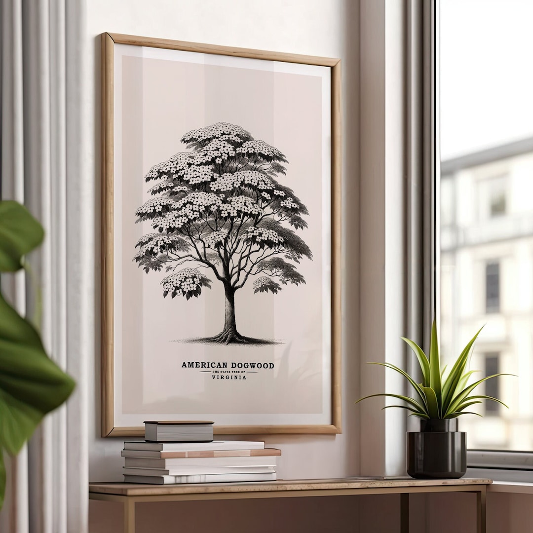 Virginia State Tree - American Dogwood, Vintage Sketch, Tree Poster ...