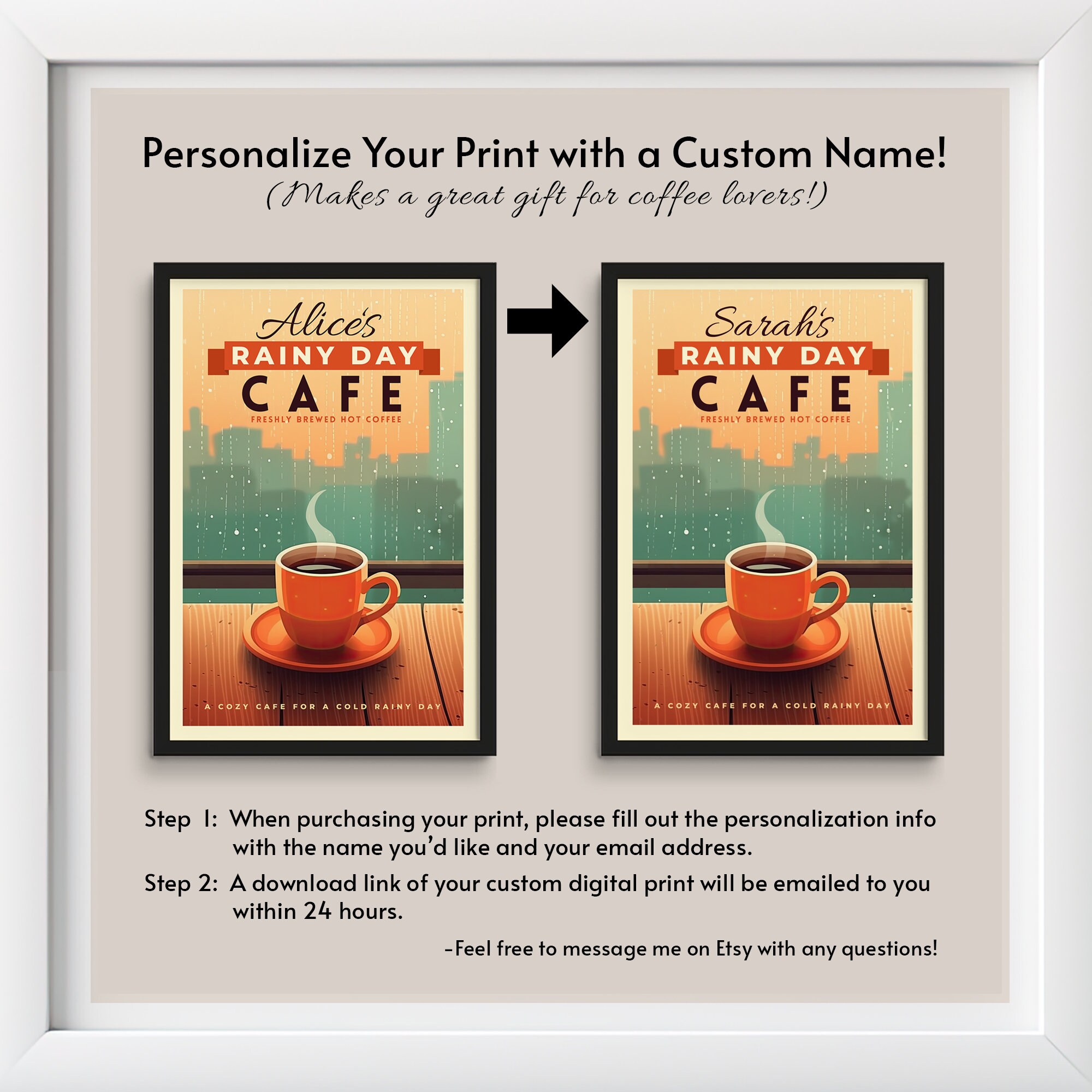 Custom Coffee Cafe Print Trendy Wall Art Digital Download - Etsy