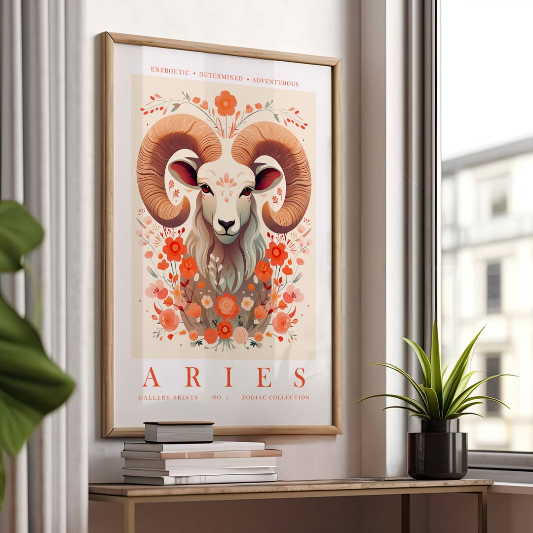 Aries Digital Print | 12 Signs of the Zodiac Set | Horoscope Poster ...