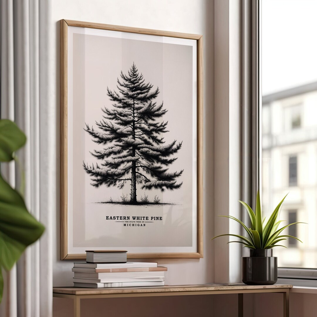 Michigan Eastern White Pine, State Tree, Vintage Sketch, Tree Poster ...