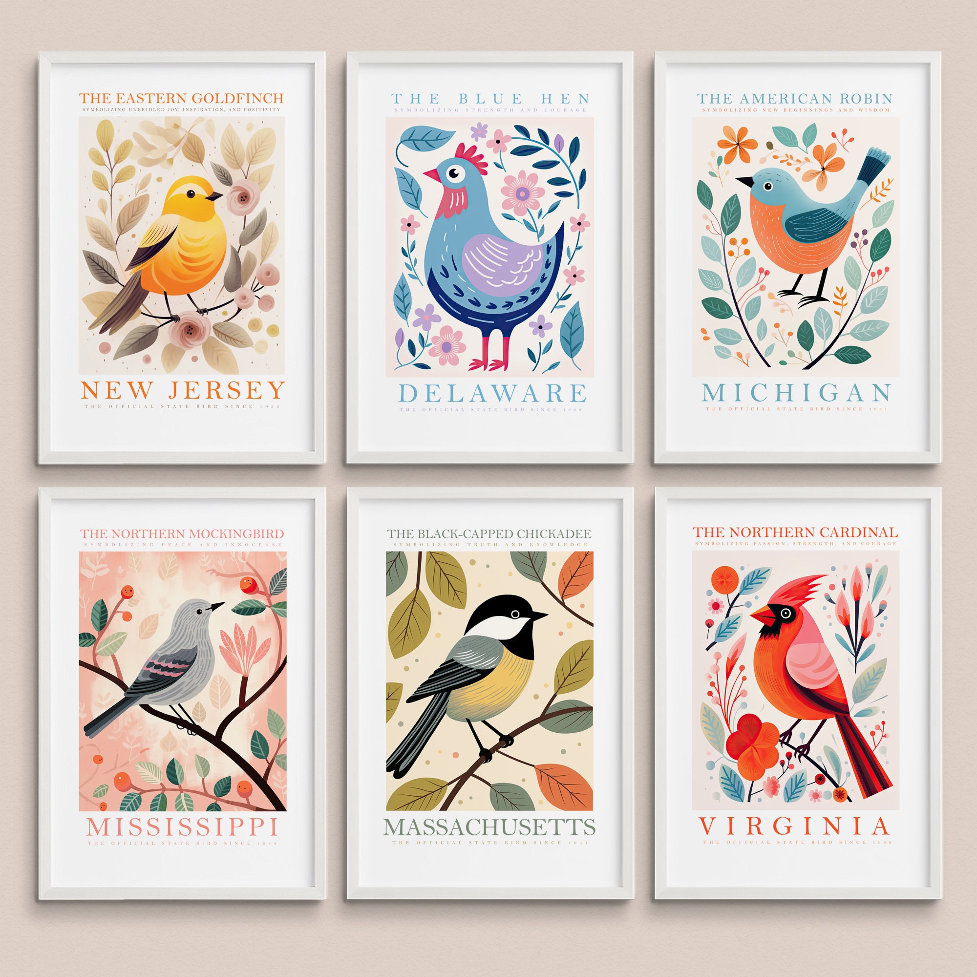 50 State Birds Gallery Wall Set All 50 States Bundle Bird - Etsy