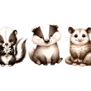 Woodland Animals Watercolor Clipart, Forest Animals Clip Art, Nursery ...