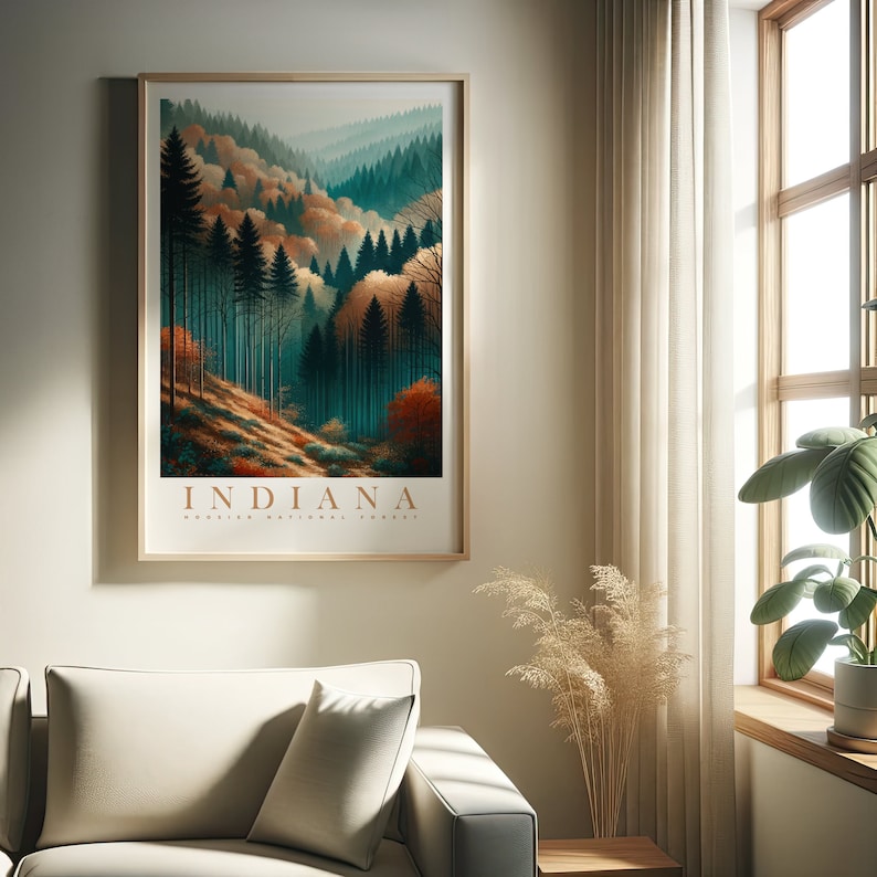 Indiana Watercolor Print | Hoosier Forest | 50 US States Collection ...