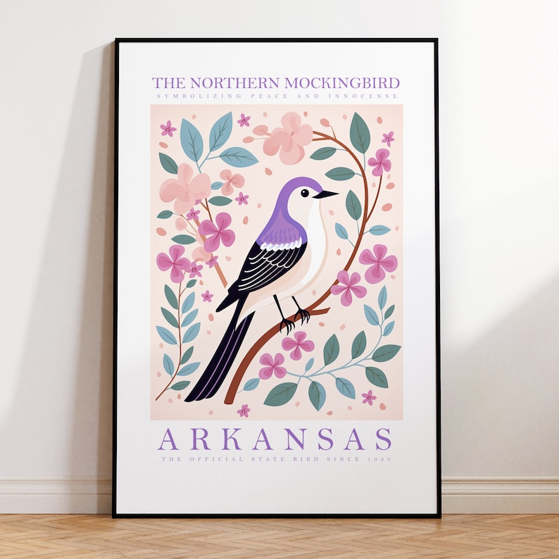 Arkansas State Bird Print Mockingbird Print at Home Wall Art PRINTABLE ...