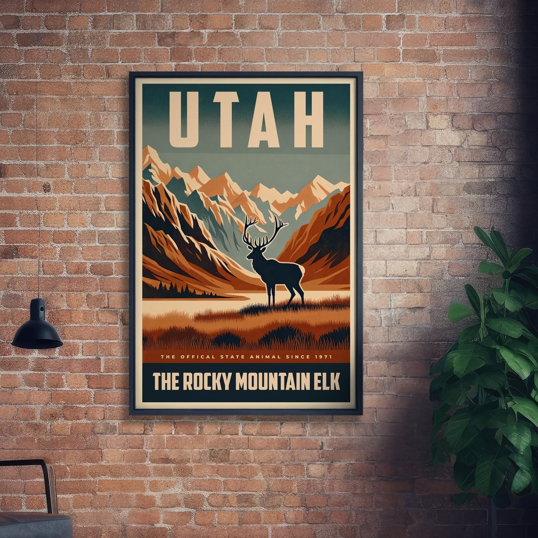 Utah State Animal | Vintage Prints | Rocky Mountain Elk | Print at Home ...