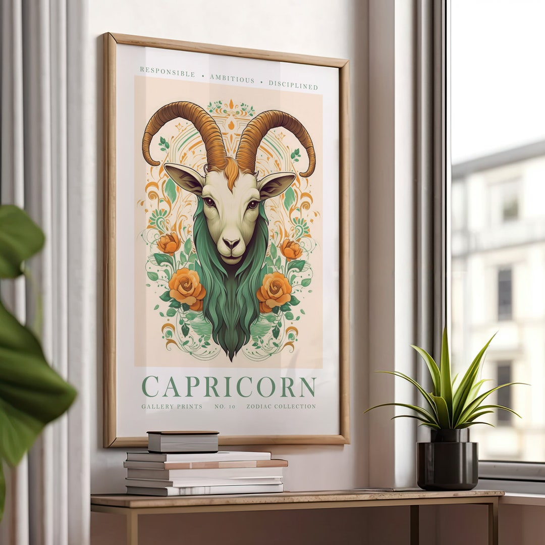 Capricorn Digital Print | 12 Signs of the Zodiac Set | Horoscope Poster ...
