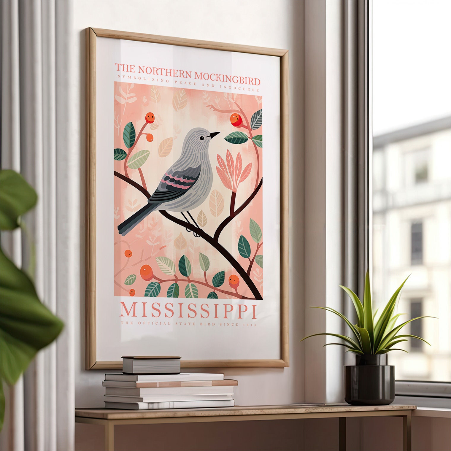 Mississippi State Bird Print Mockingbird Print at Home Wall Art ...