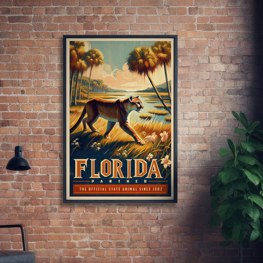 Florida State Animal | Vintage Prints | Panther | Print at Home | Wall ...