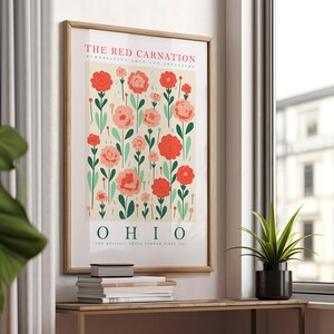 Ohio State Flower Print, the Red Carnation, Flower Prints, Trendy ...