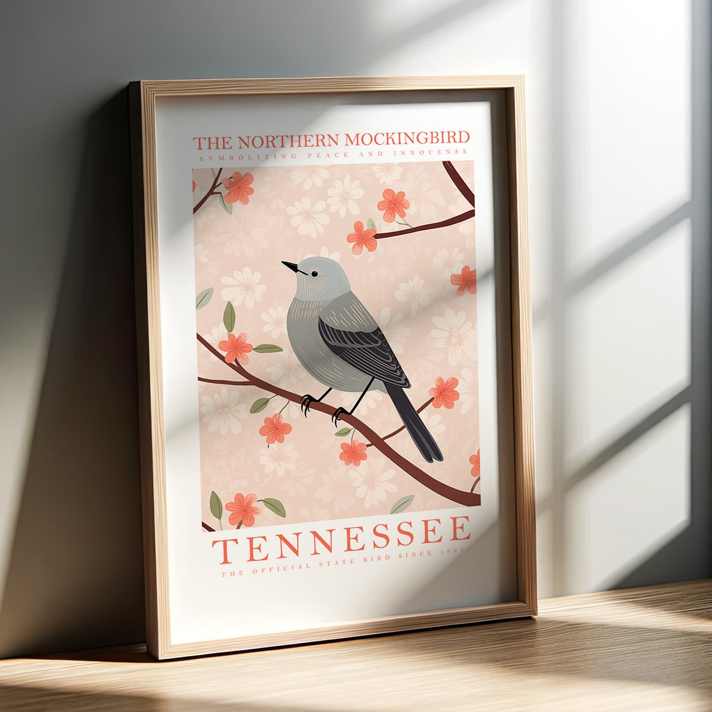 Tennessee State Bird Print Mockingbird Print at Home Wall Art PRINTABLE ...
