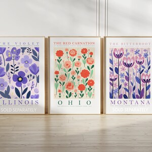 Ohio State Flower Print, the Red Carnation, Flower Prints, Trendy ...