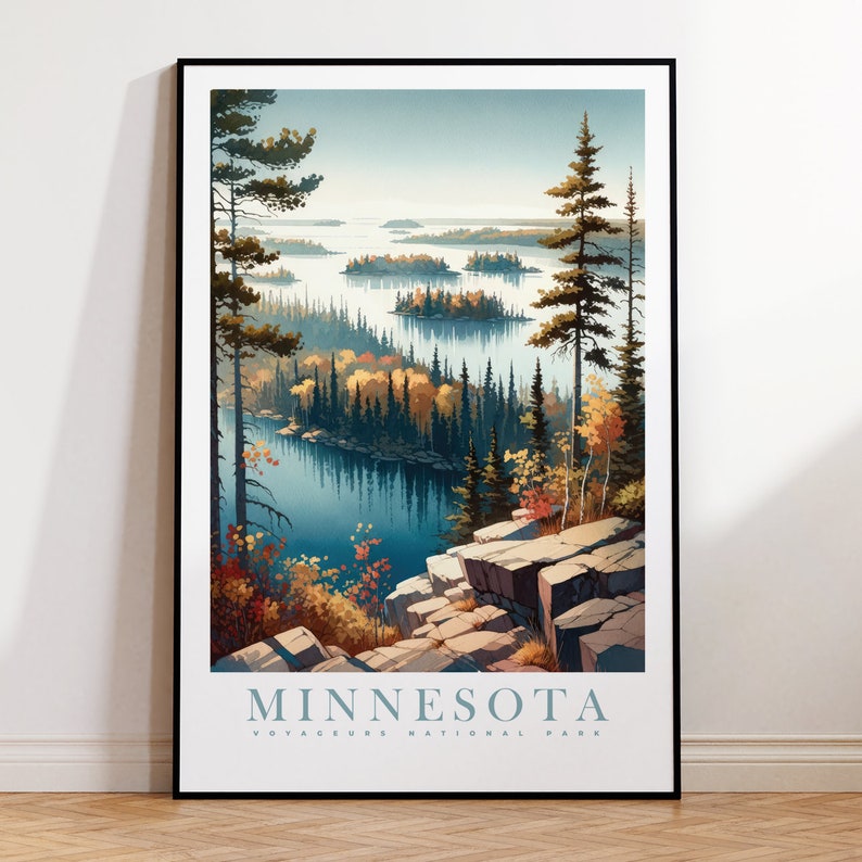 Minnesota Watercolor Print | Voyageurs Park | 50 US States Collection ...