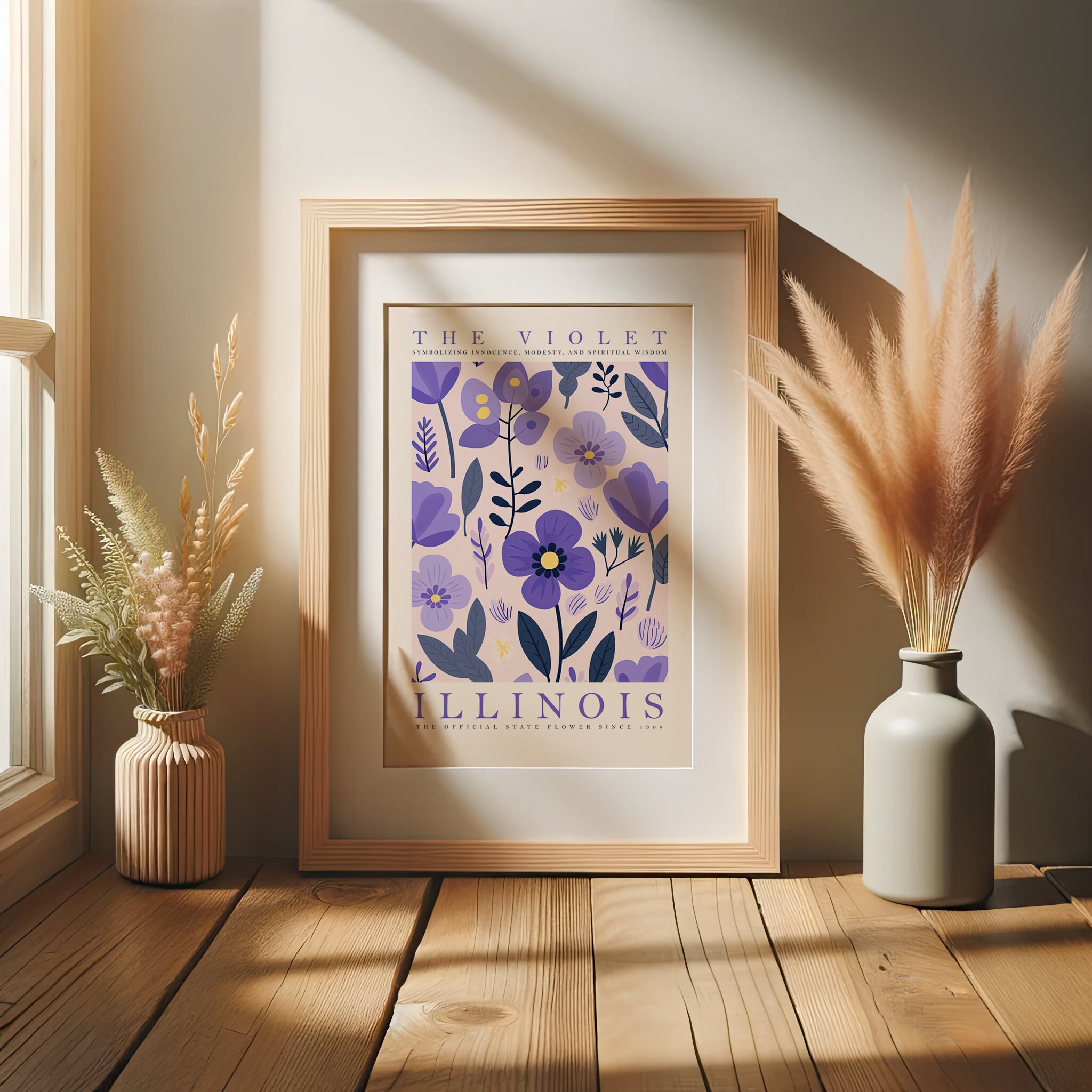 Illinois State Flower Print, the Violet, Flower Prints, Trendy Floral ...