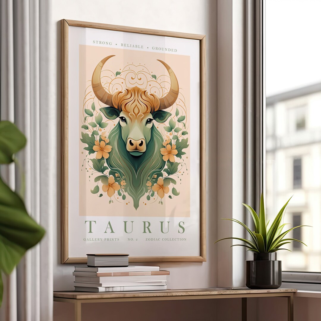 Taurus Digital Print | 12 Signs of the Zodiac Set | Horoscope Poster ...