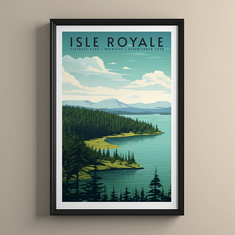 Isle Royale National Park Vintage Travel Poster, Print at Home | Wall ...
