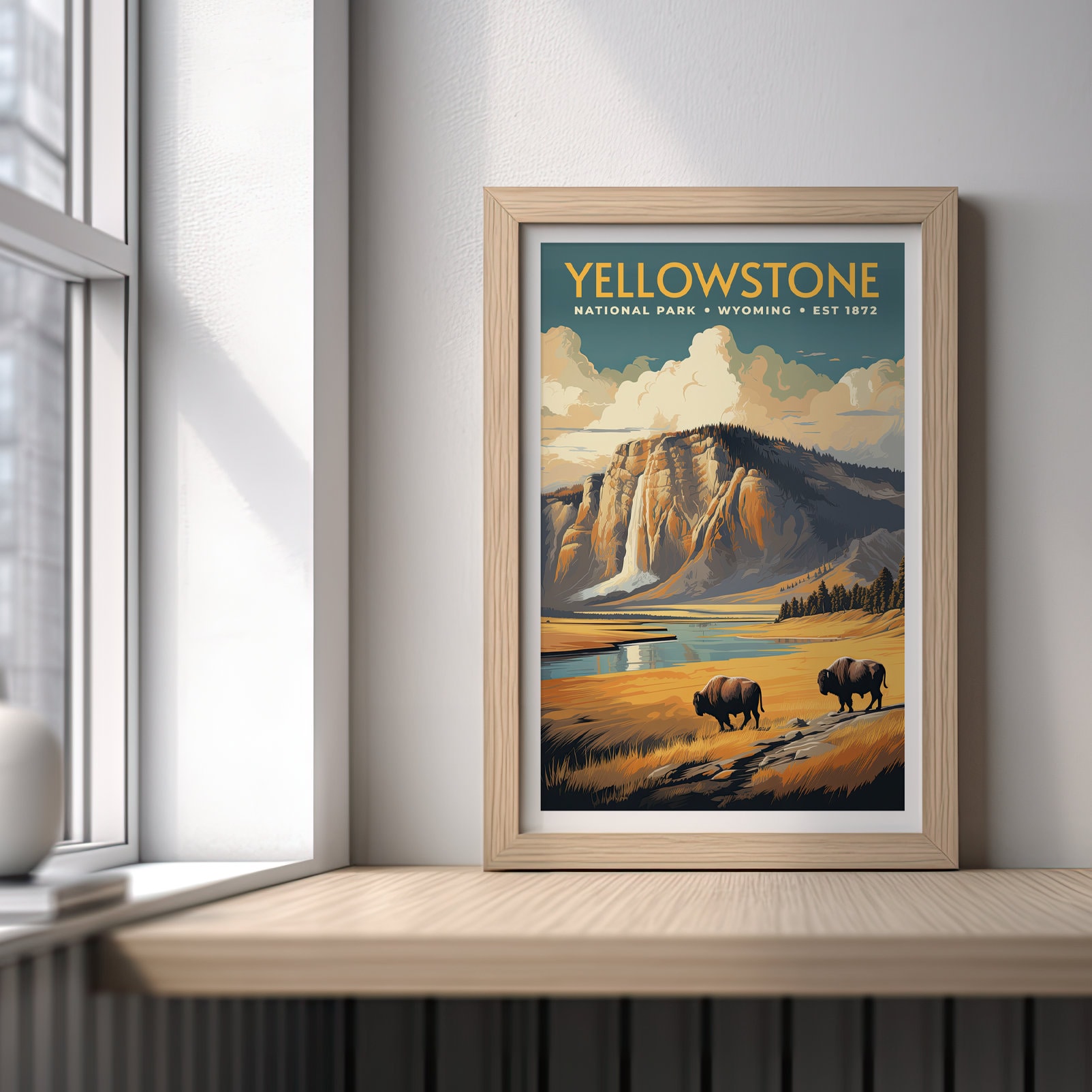 Yellowstone National Park Vintage Travel Poster, Print at Home Wall Art ...