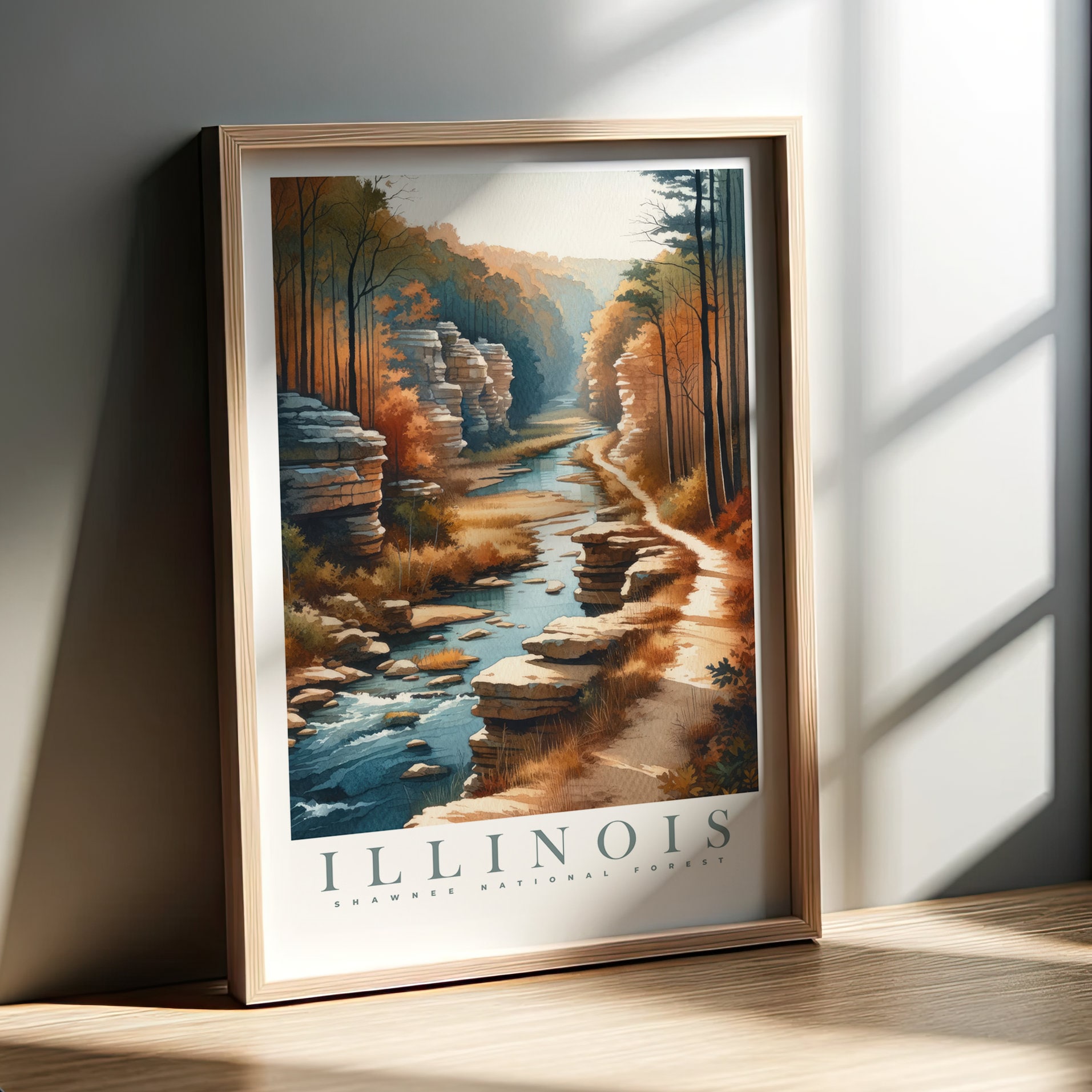 Illinois Watercolor Print Shawnee Forest 50 US States Collection Wall ...