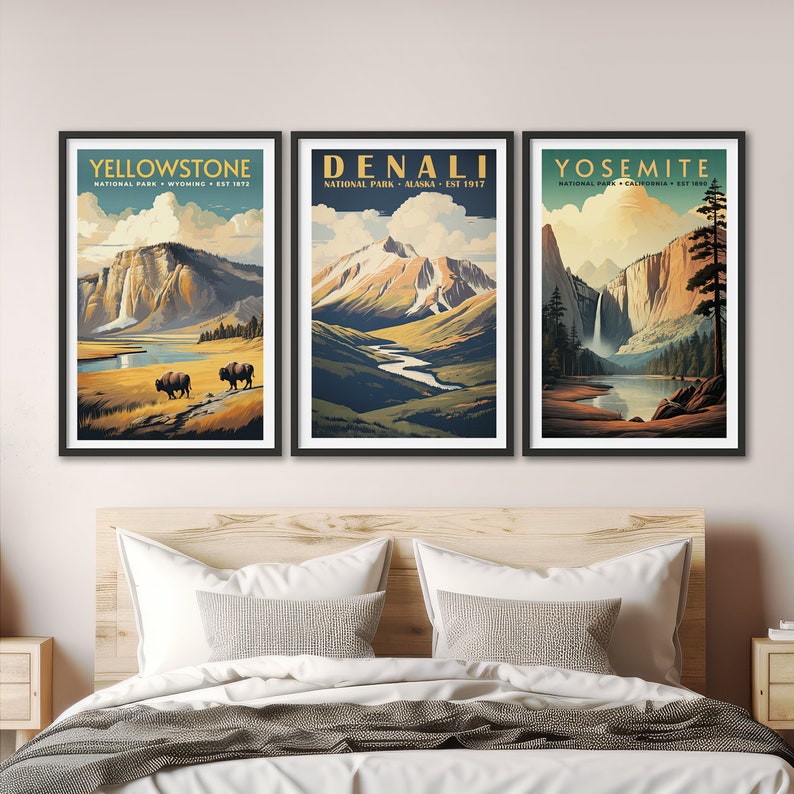 Yellowstone National Park Vintage Travel Poster, Print at Home | Wall ...