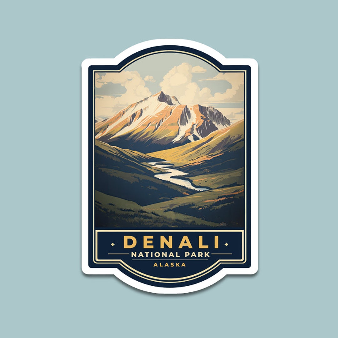 Denali National Park Sticker | 3x4 Inches | Kiss-cut Vinyl Decal ...