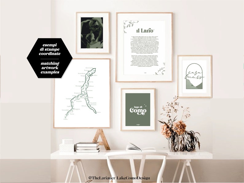 Lario, Lago Di Como Printable Typographic Artwork in Green Lake Como ...