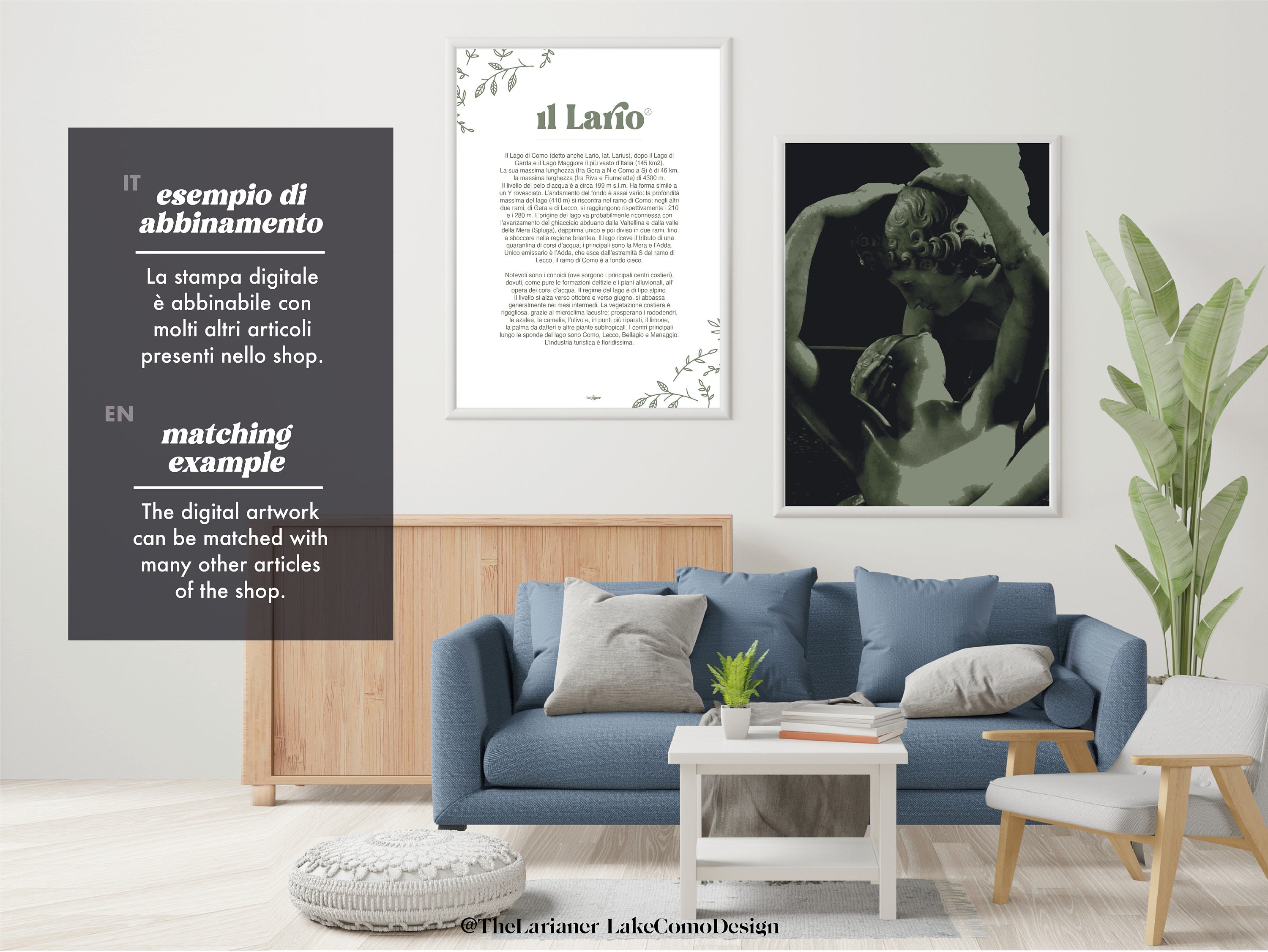 Lario Lago Di Como Printable Typographic Artwork in Green - Etsy