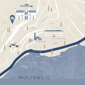 Customizable Digital Map of Any Lake Como Location . Tailored Art for ...