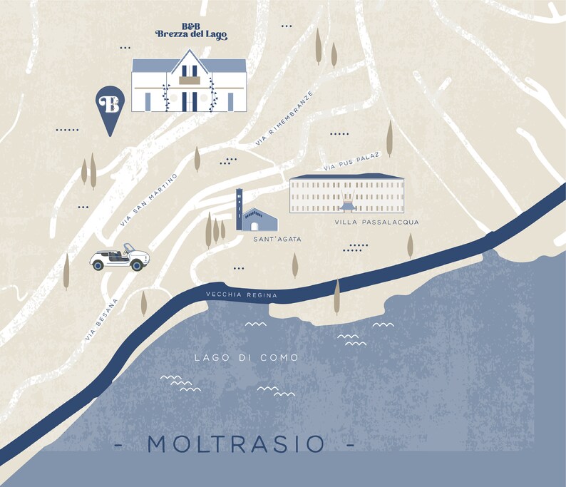 Customizable Digital Map of Any Lake Como Location . Tailored Art for ...