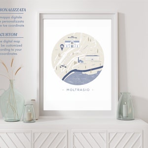 Customizable Digital Map of Any Lake Como Location . Tailored Art for ...
