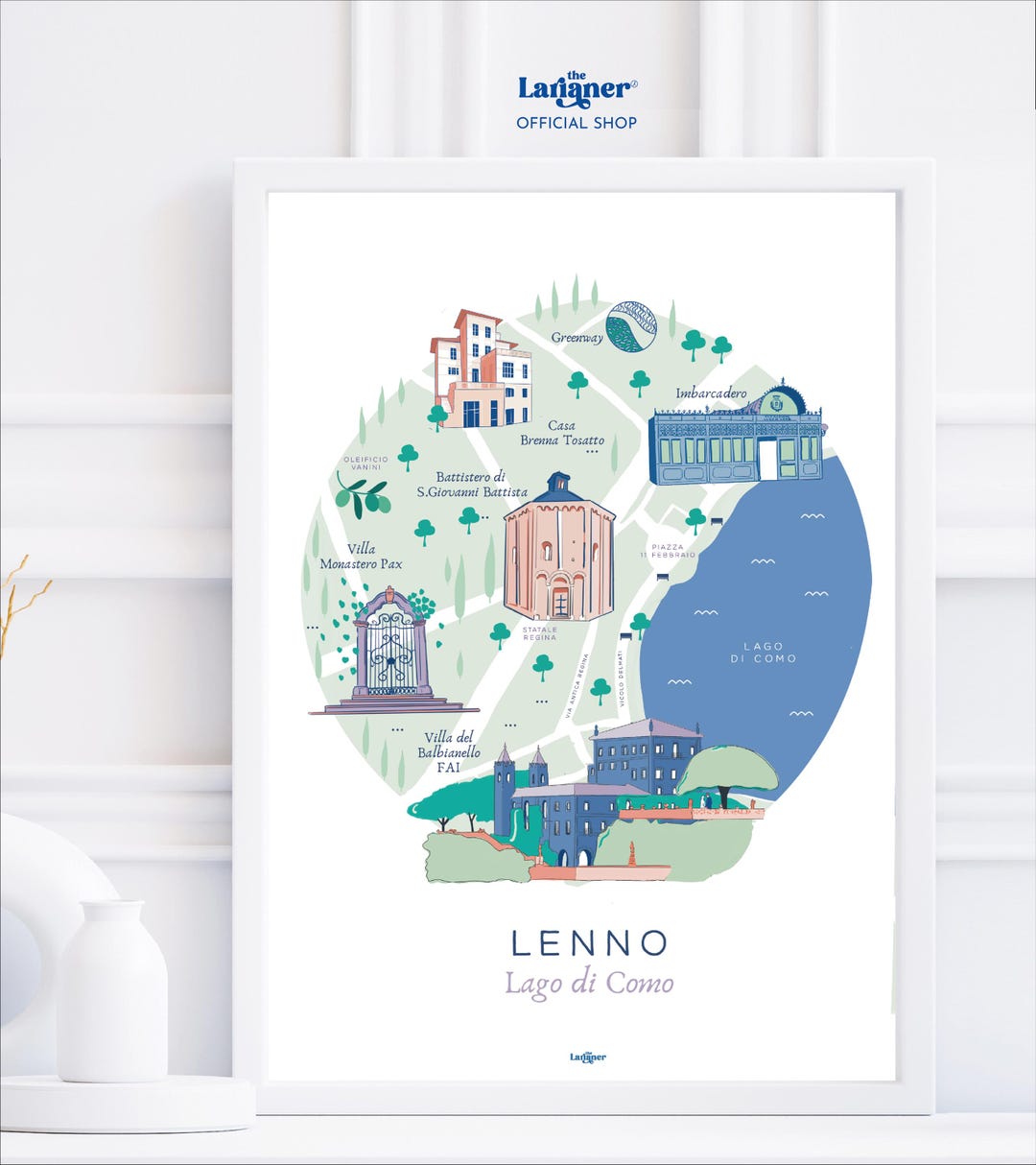 Lenno Illustrated Map – Villa Balbianello, Baptistery and Villa ...