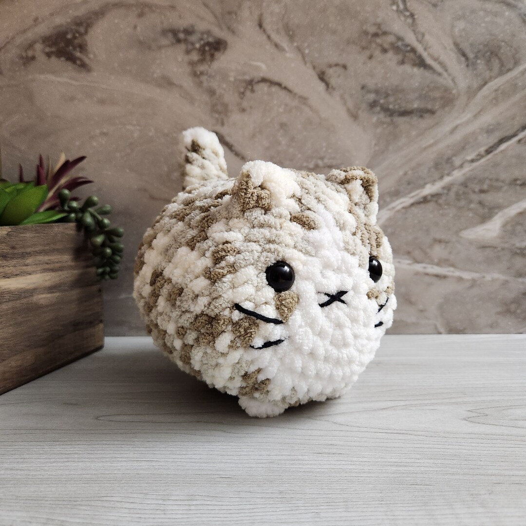 Dappled Gray and Tan Cat, Loaf Kitty, Chunky Crochet Cat, Finished ...