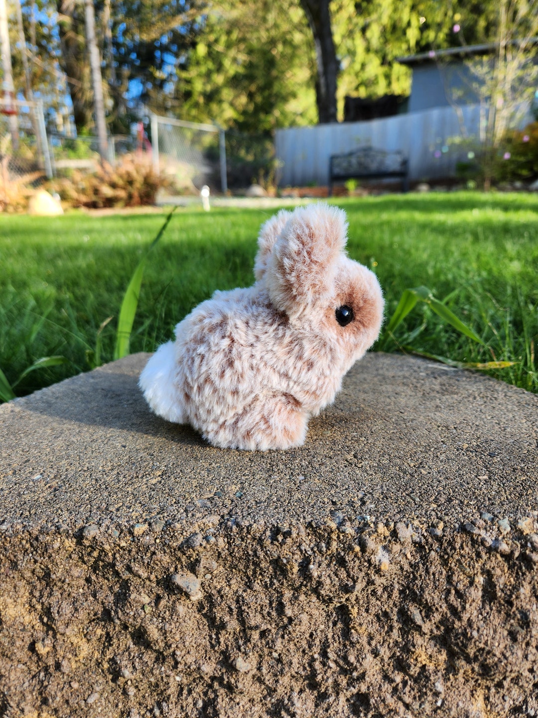 Realistic Bunny Stuffed Animal, Fluffy Crochet Plush, Fuzzy Brown ...