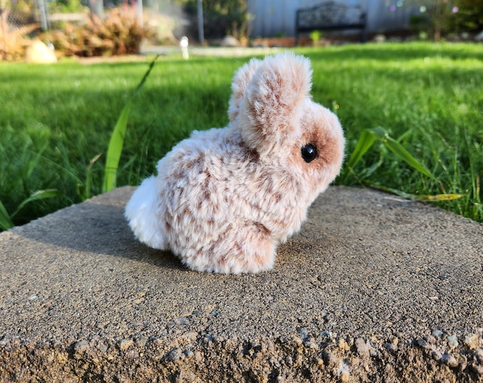 Realistic Bunny Stuffed Animal, Fluffy Crochet Plush, Fuzzy Brown ...