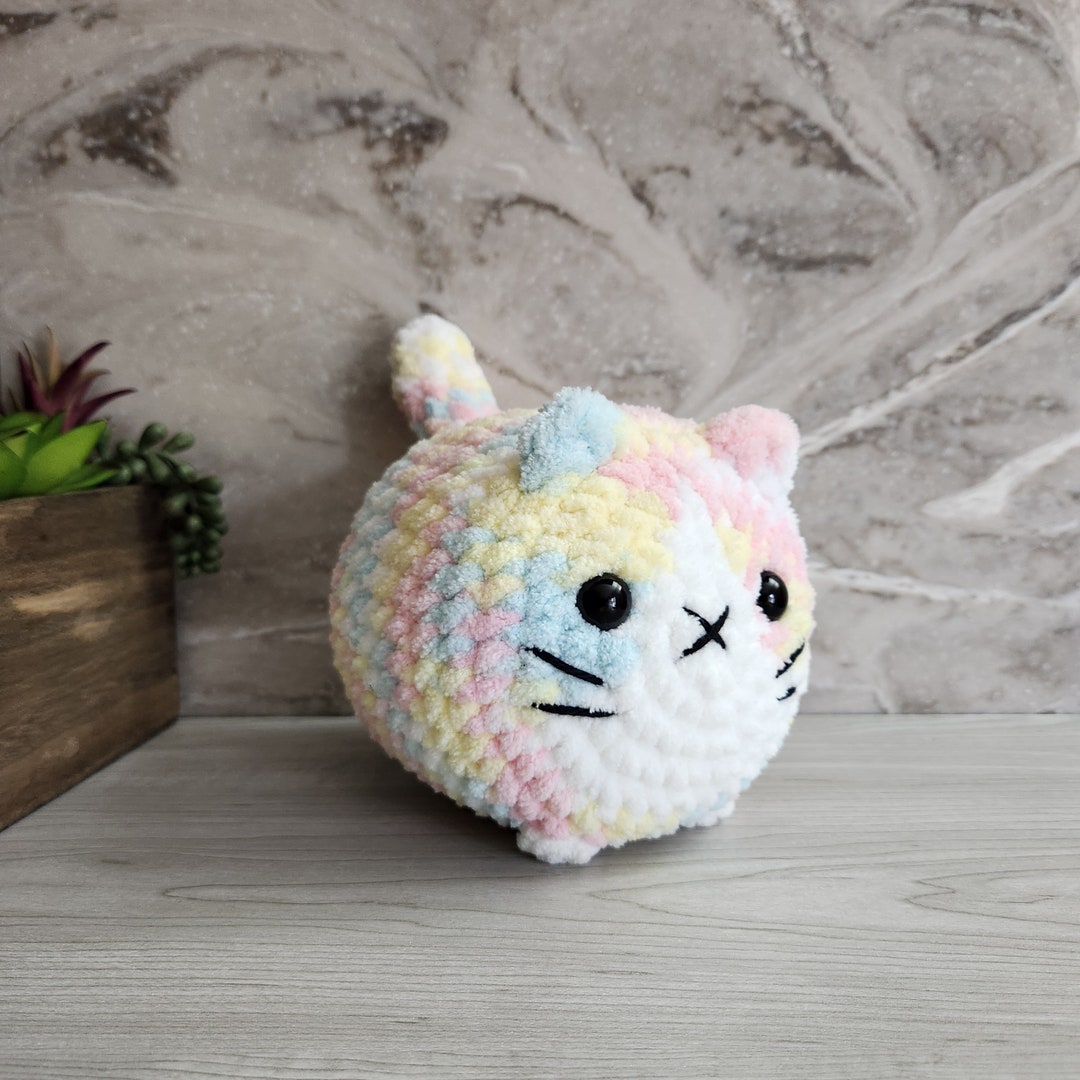 Pastel Rainbow Calico Cat, Loaf Kitty, Chunky Crochet Cat, Finished ...